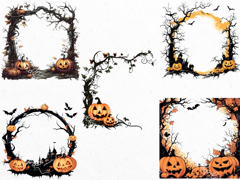 Spooky Halloween Frames Clip Art: Haunted Designs (digital Download) - Etsy