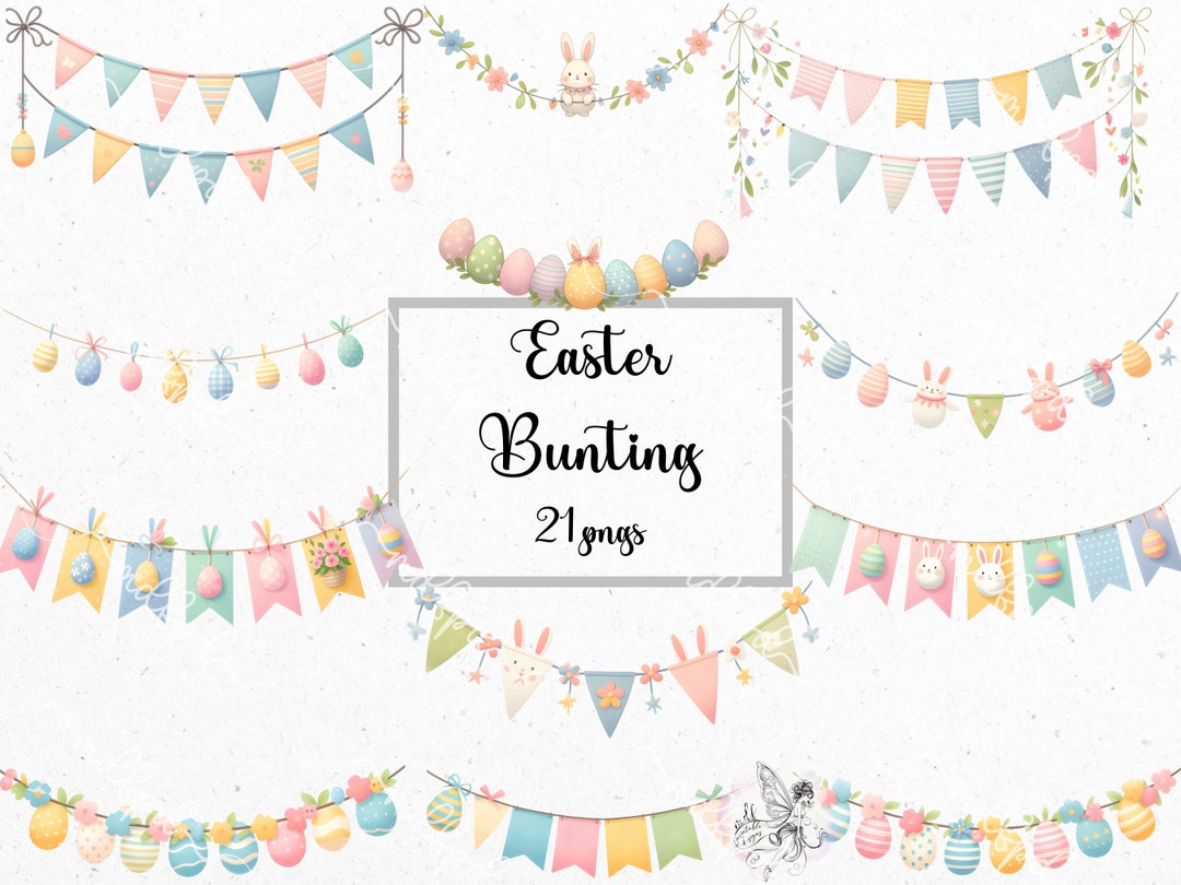 Easter Bunting Clip Art: Festive PNG Set (digital Download) - Etsy