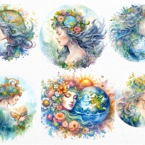 Gaia: Watercolor Gaia Clipart, Gaia Png, Mother Earth Clipart Mother ...