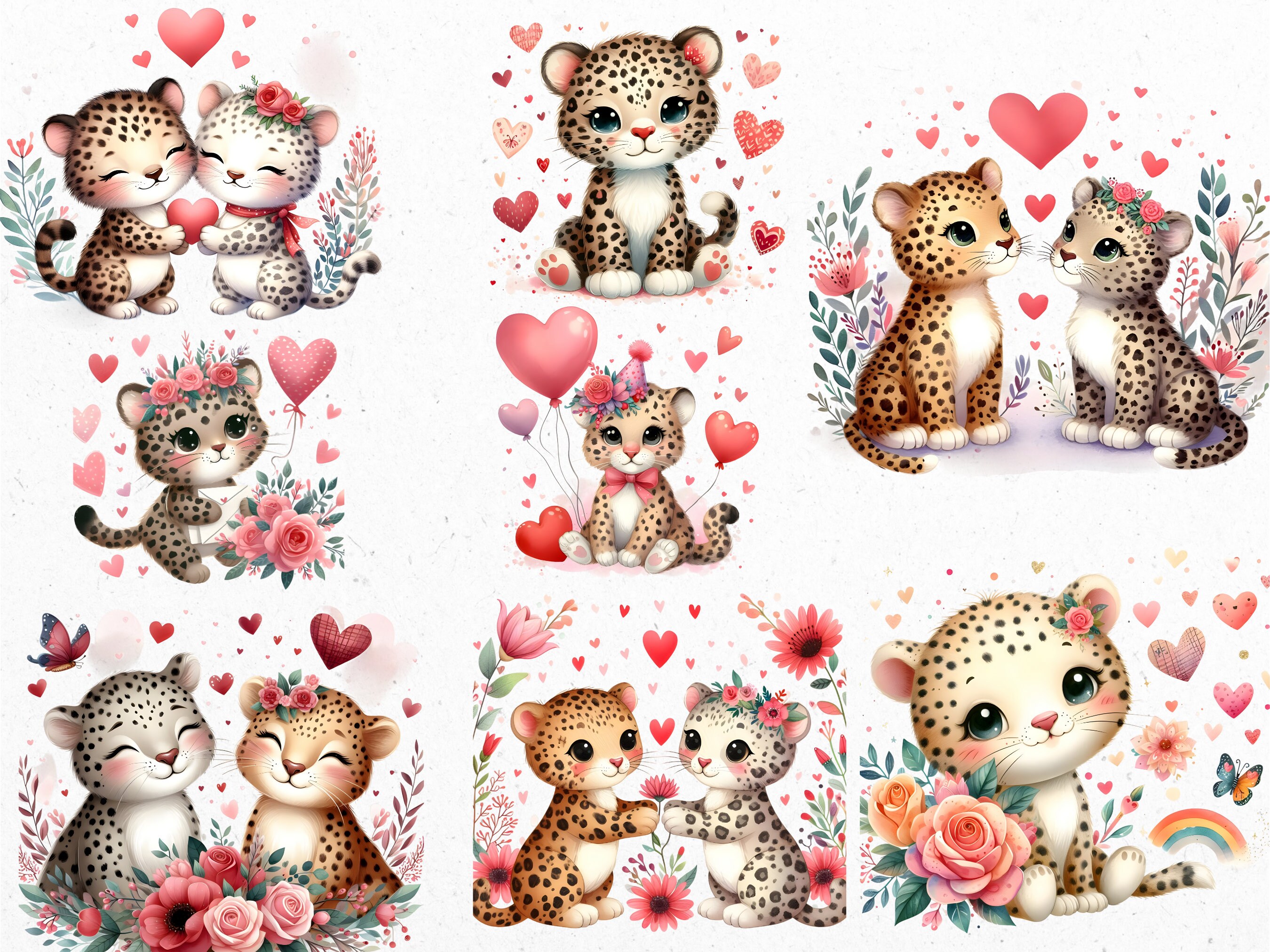 Valentine Jungle Friends: Valentine Themed Jungle Animals Clipart Cute ...