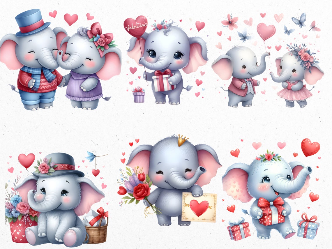 Valentine Jungle Friends: Valentine Themed Jungle Animals Clipart Cute ...