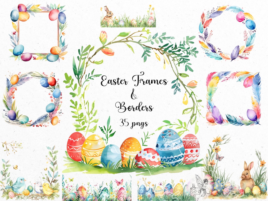Easter Frames and Borders Clip Art: Watercolor PNG (digital Download) - Etsy UK