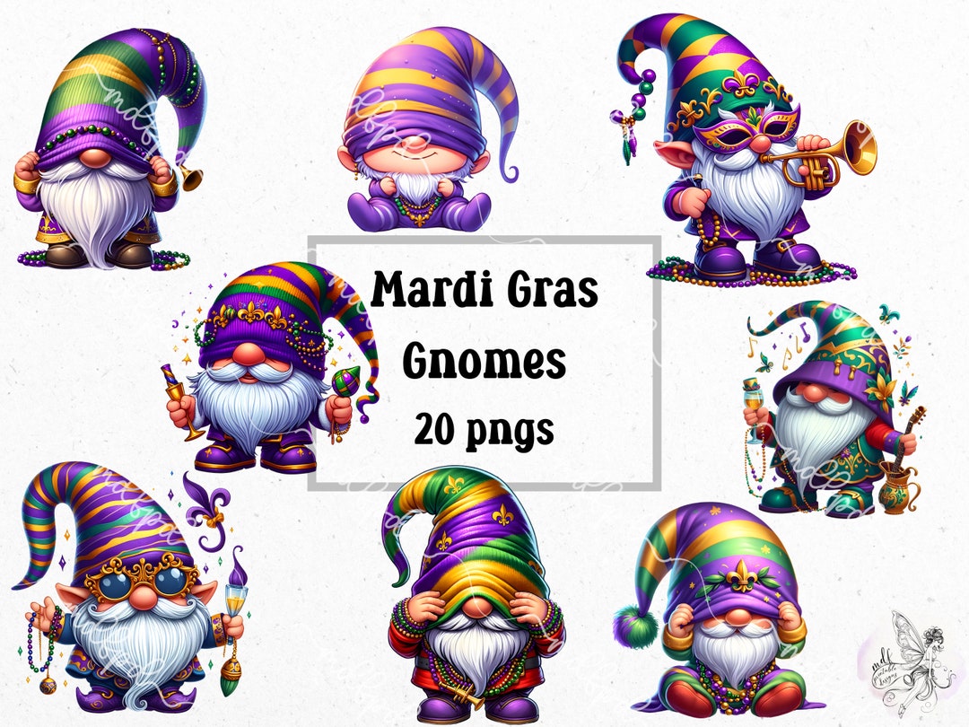 Mardi Gras Gnomes Clip Art: Festive Pngs (digital Download) - Etsy