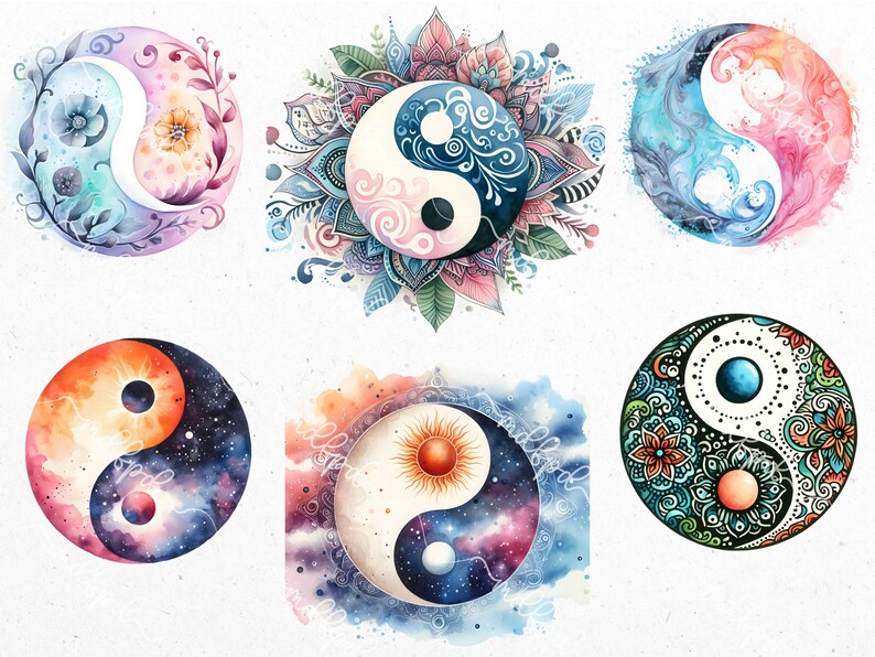 Yin Yang Clip Art: Decorative PNG Images (digital Download) - Etsy