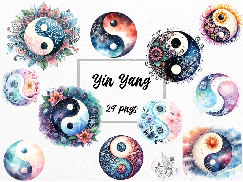 Yin Yang Clip Art: Decorative PNG Images (digital Download) - Etsy