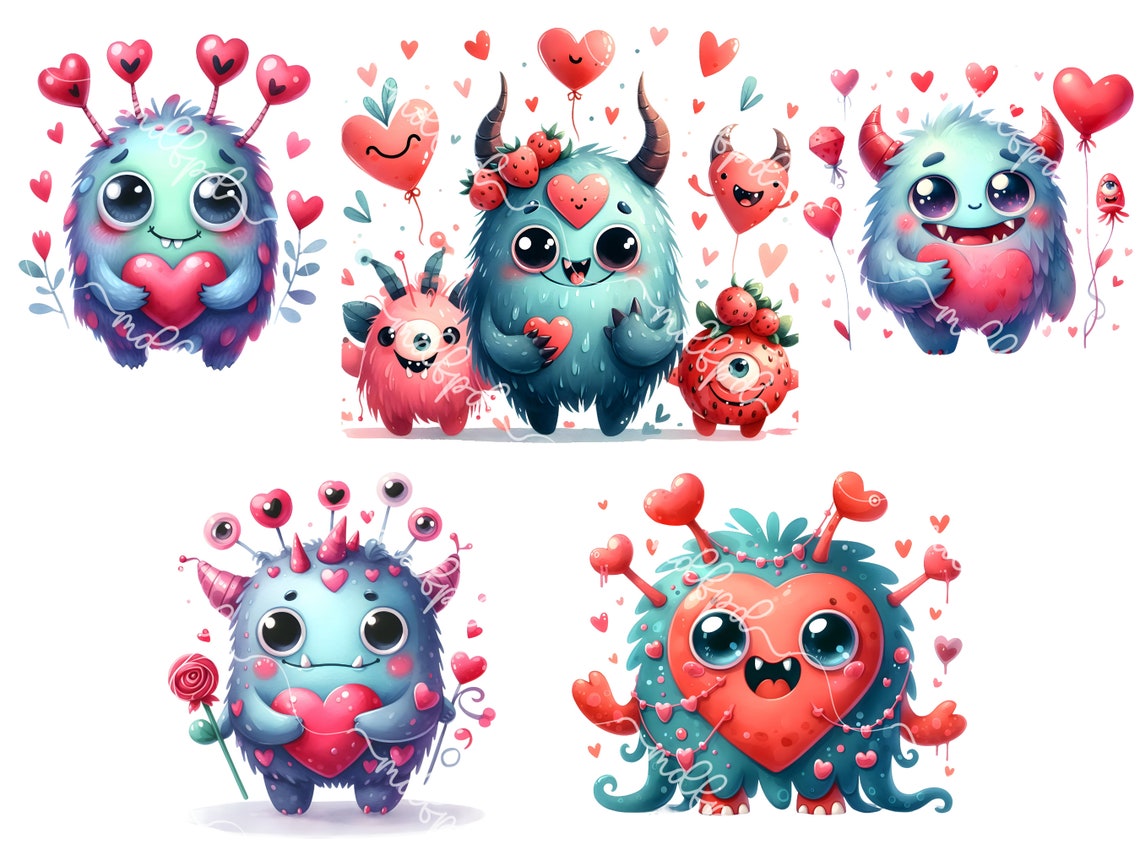 Valentine Monsters: Valentine Monster Clip Art, Valentine Monster Pngs ...