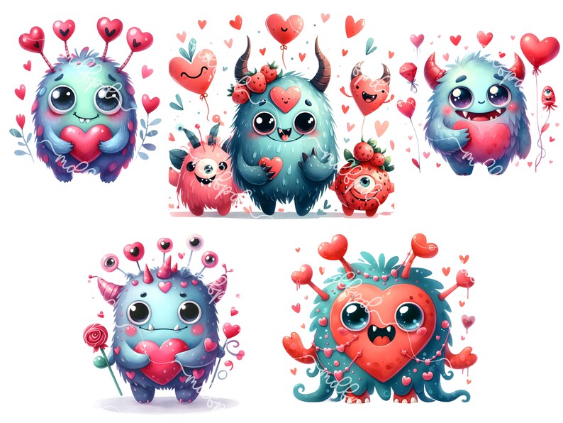 Valentine Monsters: Valentine Monster Clip Art, Valentine Monster Pngs ...
