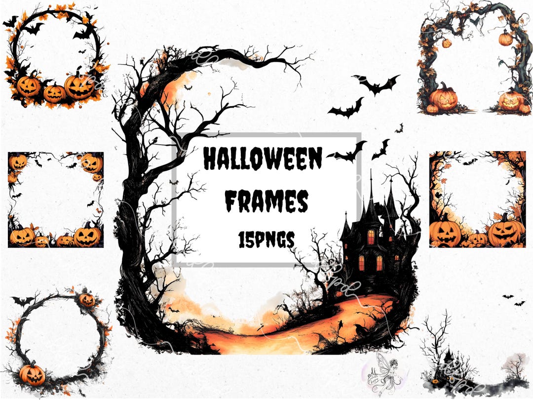 Spooky Halloween Frames Clip Art: Haunted Designs (digital Download) - Etsy