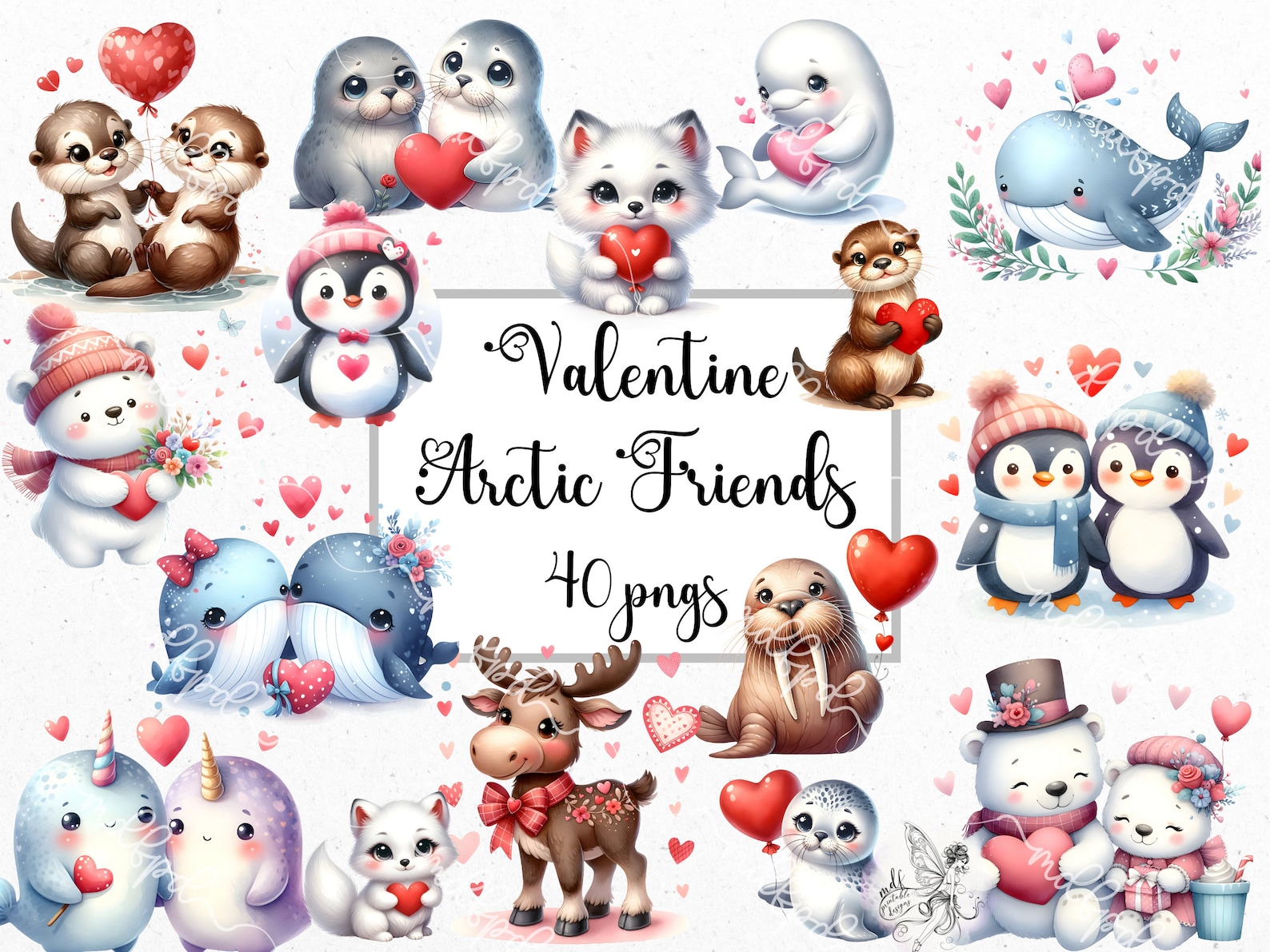 Valentine Arctic Friends: Valentine Arctic Animals Png, Valentine ...
