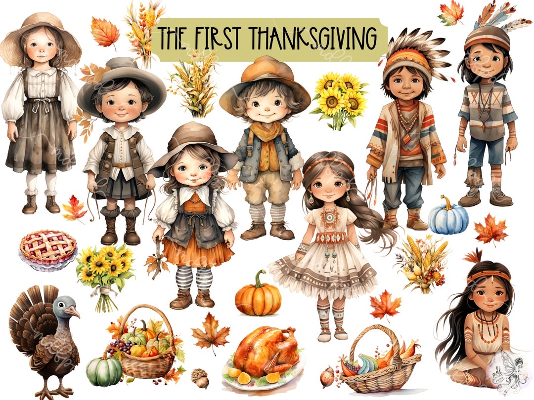The First Thanksgiving: First Thanksgiving Clipart, Pilgrims, Indian ...