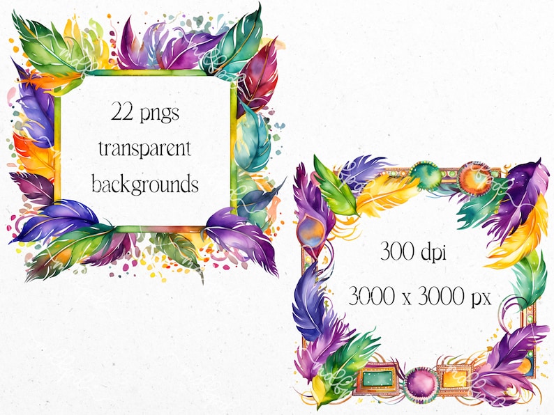 Mardi Gras Frames Clip Art: Festive PNG Borders (digital Download) - Etsy