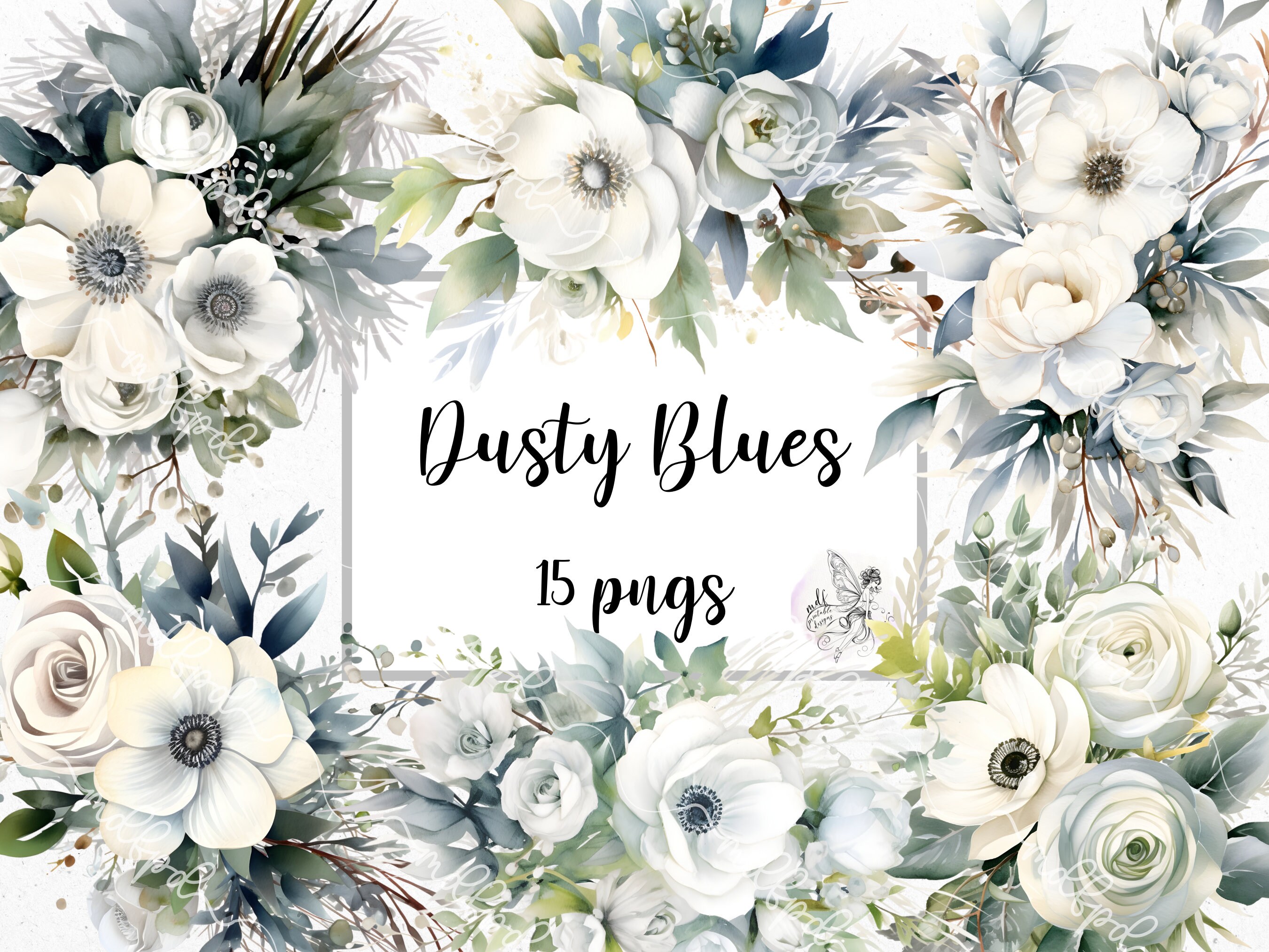 Dusty Blues: Dusty Blue and White Flower Png Dusty Blue and White ...