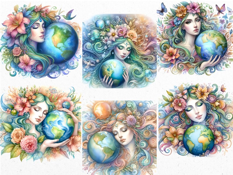 Gaia: Watercolor Gaia Clipart, Gaia Png, Mother Earth Clipart Mother ...