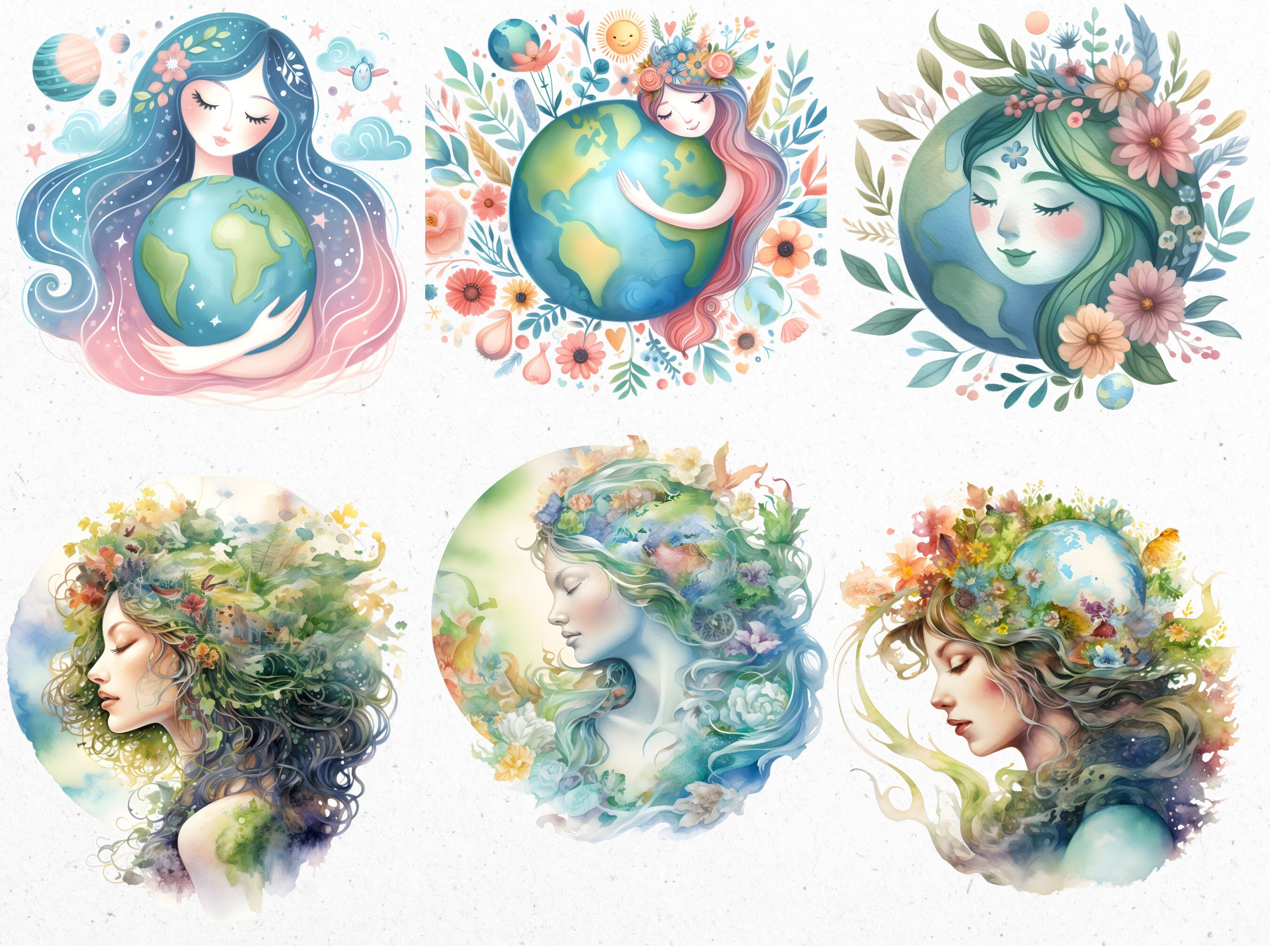 Gaia: Watercolor Gaia Clipart Gaia Png Mother Earth Clipart Mother ...