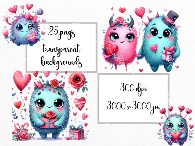 Valentine Monsters: Valentine Monster Clip Art, Valentine Monster Pngs ...