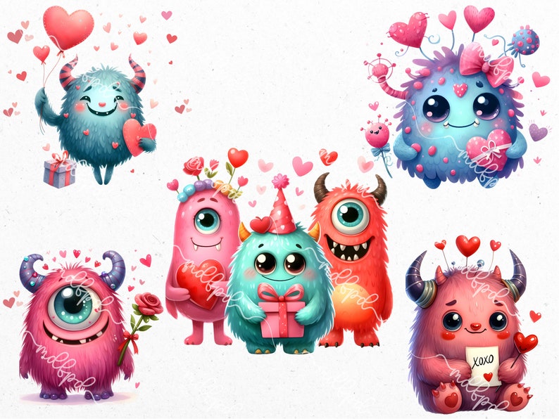 Valentine Monsters: Valentine Monster Clip Art, Valentine Monster Pngs ...