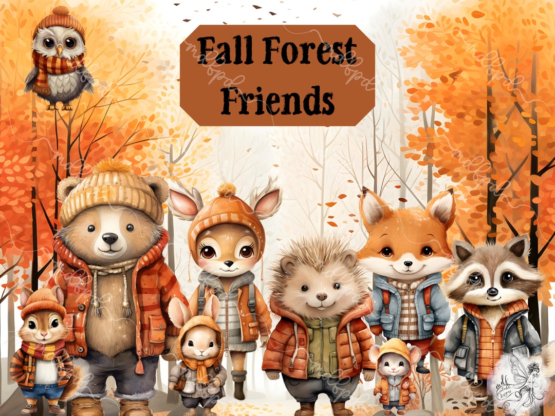 Woodland Animals Clipart: Watercolor Forest Friends (PNG Digital ...