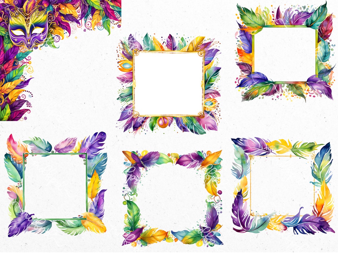 Mardi Gras Frames Clip Art: Festive PNG Borders (digital Download) - Etsy