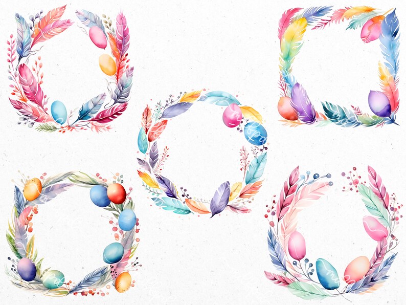 Easter Frames and Borders Clip Art: Watercolor PNG (digital Download ...