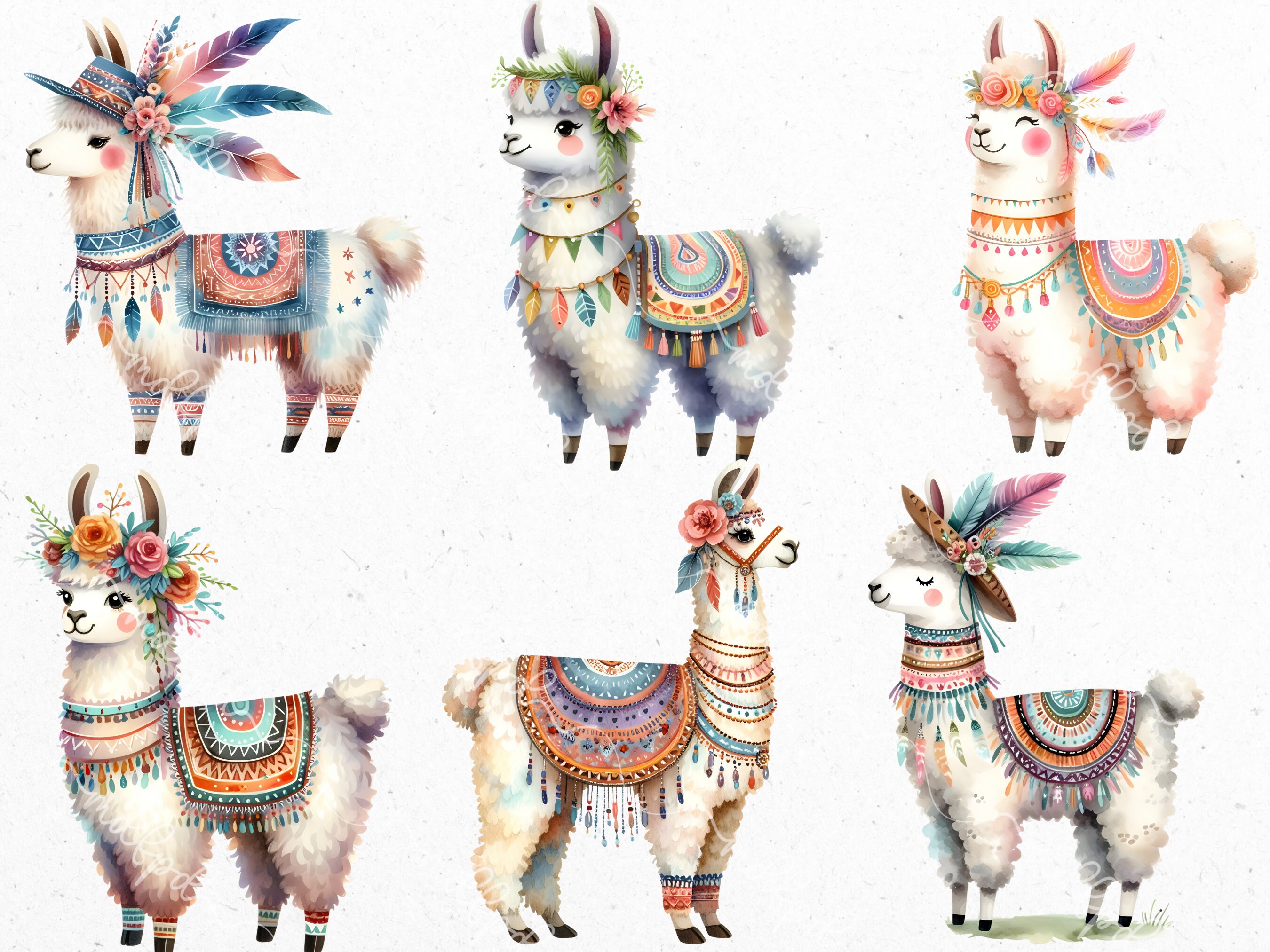 Boho Llama Clip Art: Bohemian PNG Elements (digital Download) - Etsy