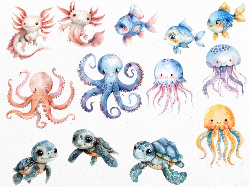 Mermaid Clip Art: Sea Creatures Graphics (digital Download) - Etsy