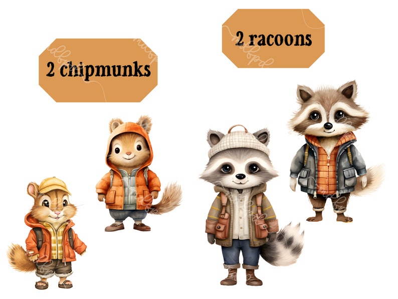 Fall Forest Animals Clipart: Woodland Friends PNG (digital Download) - Etsy