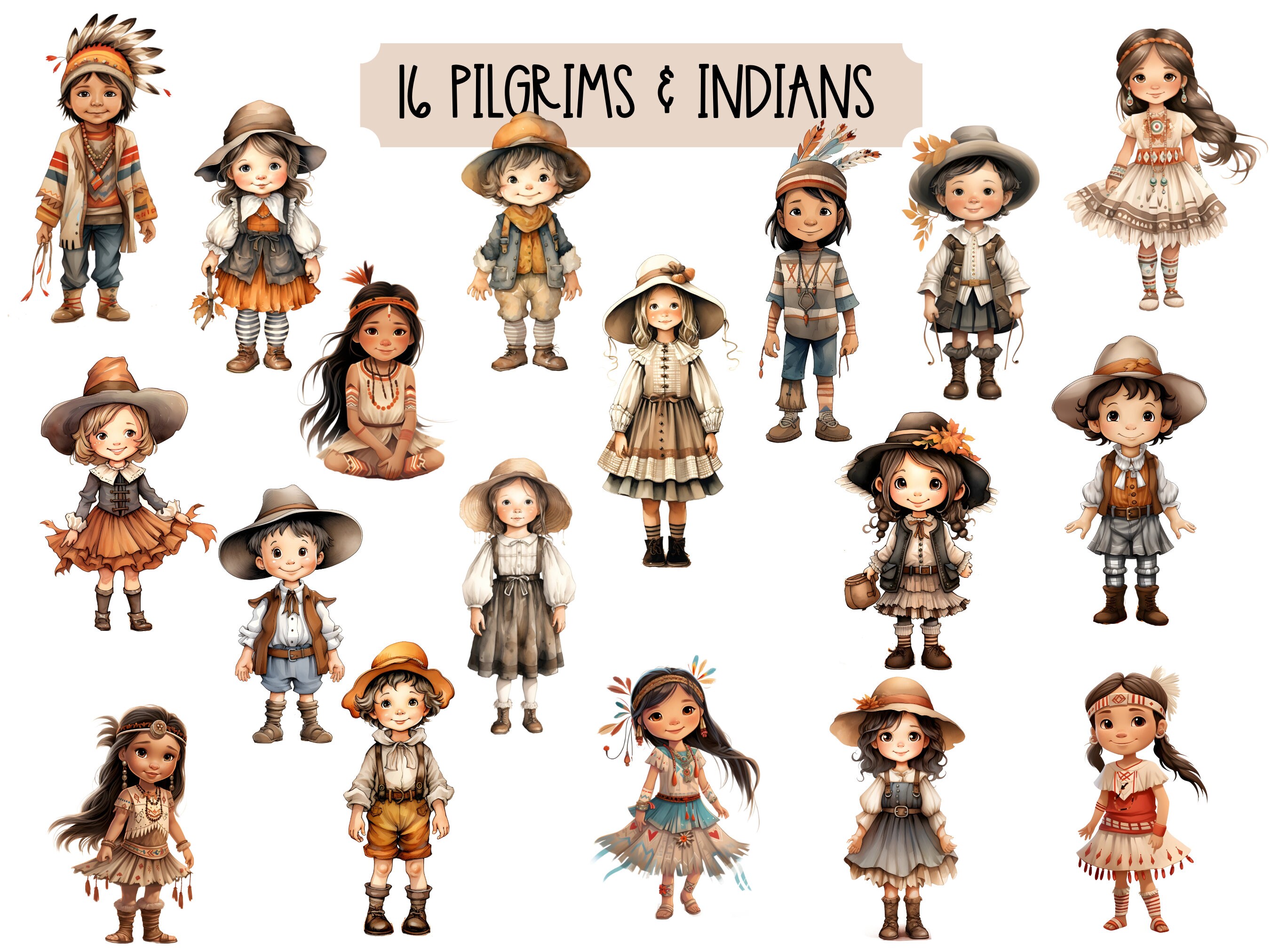 The First Thanksgiving: First Thanksgiving Clipart Pilgrims - Etsy
