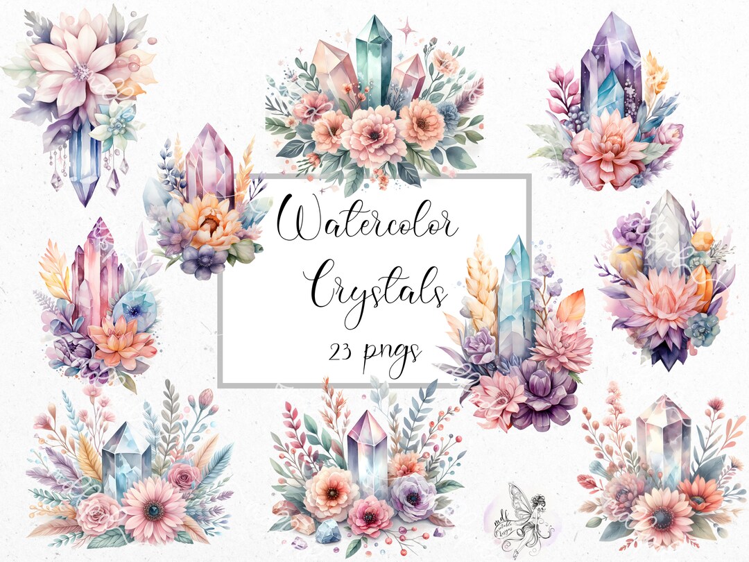 Watercolor Crystals: Pastel Watercolor Crystals Png, Watercolor Crystal ...