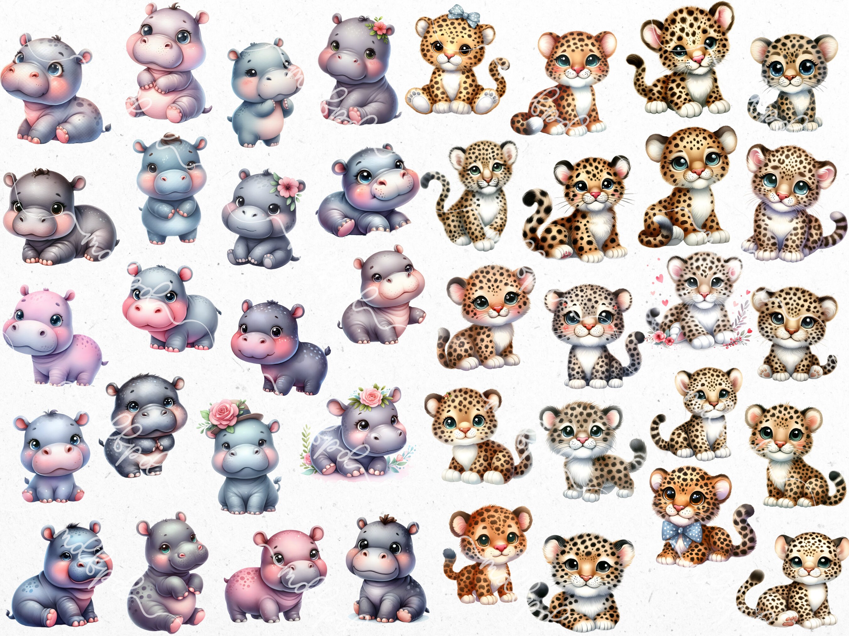 Baby Jungle Animals Clip Art Bundle: Nursery Decor (302 PNG) - Etsy