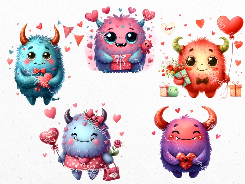 Valentine Monsters: Valentine Monster Clip Art, Valentine Monster Pngs ...