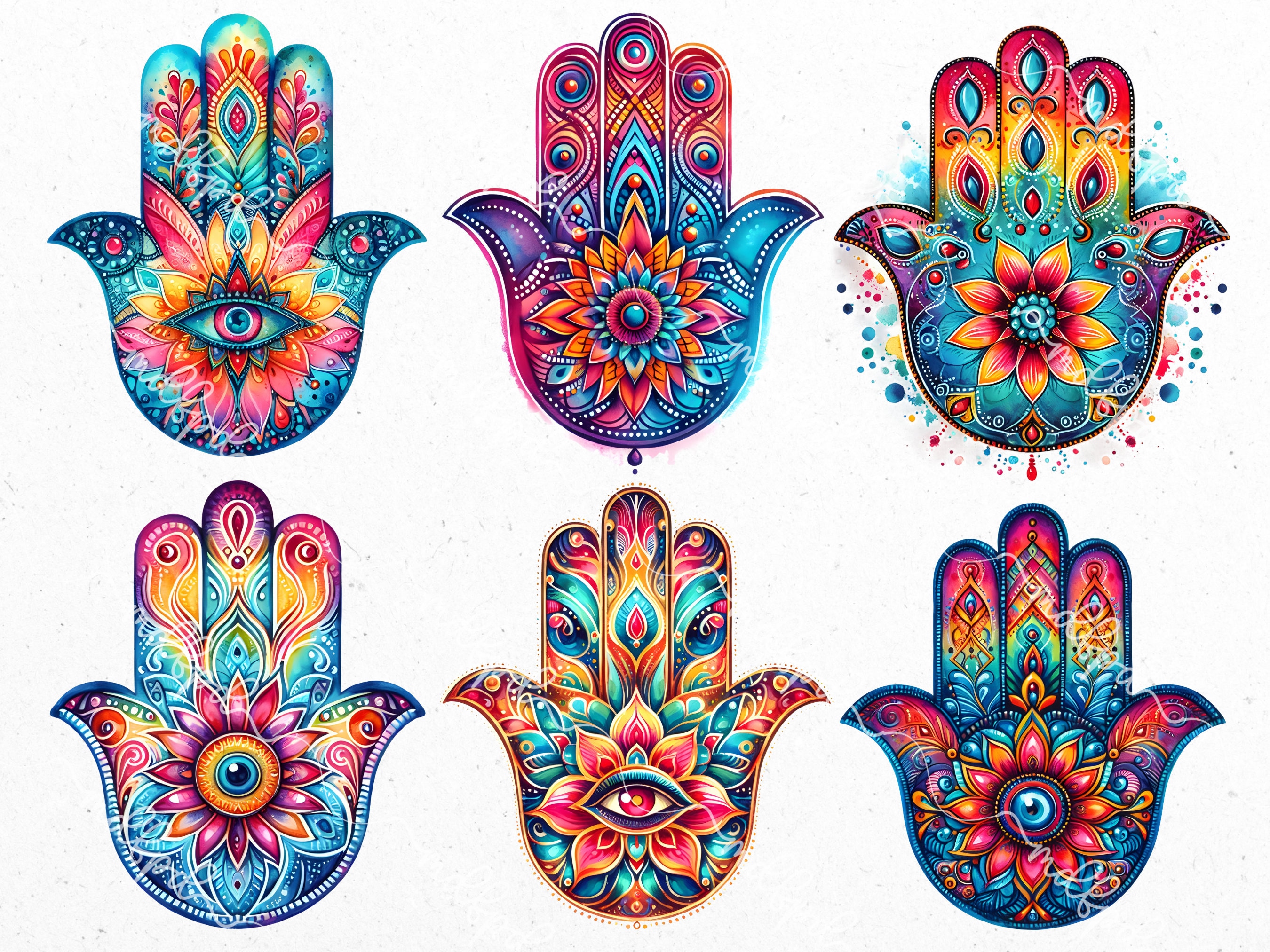 Hamsa Unity: Watercolor Hamsa Hands Clip Art, Hamsa Hand Png, Hamsa ...
