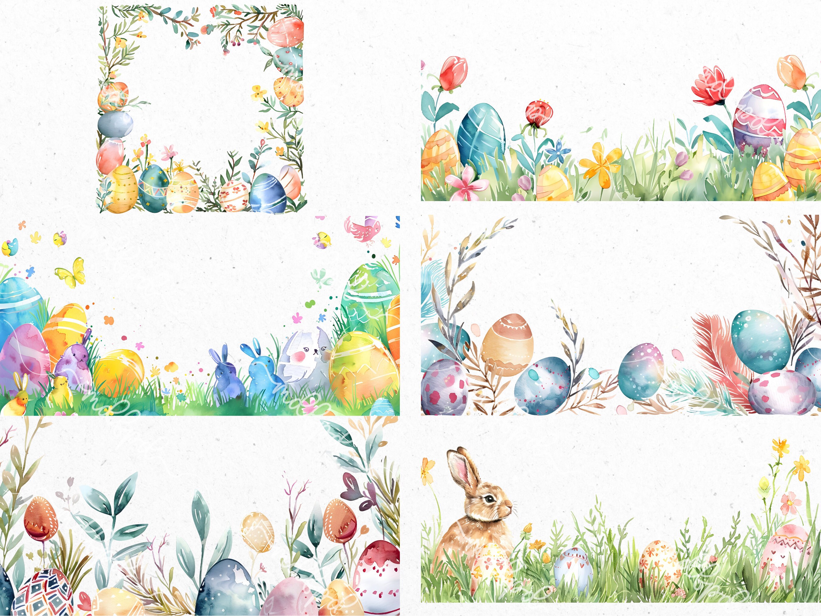 Easter Frames and Borders Clip Art: Watercolor PNG (digital Download ...