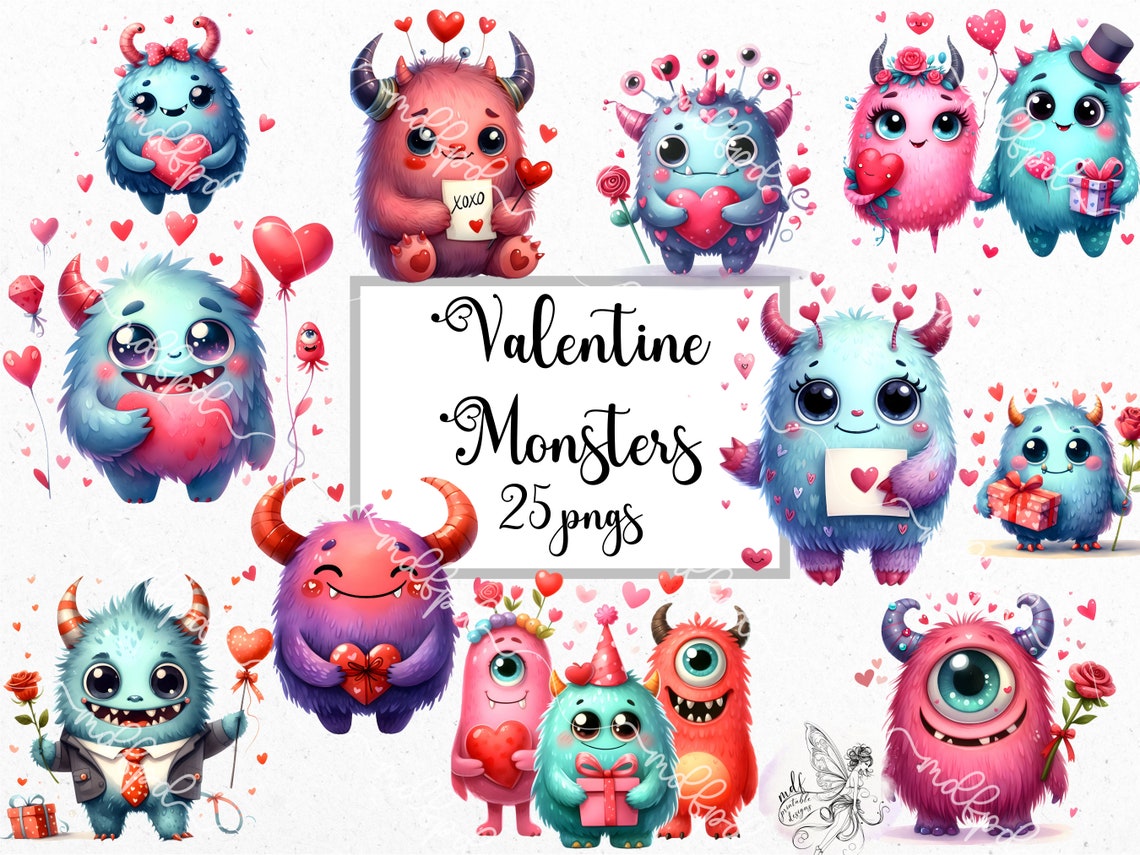 Valentine Monsters: Valentine Monster Clip Art, Valentine Monster Pngs ...