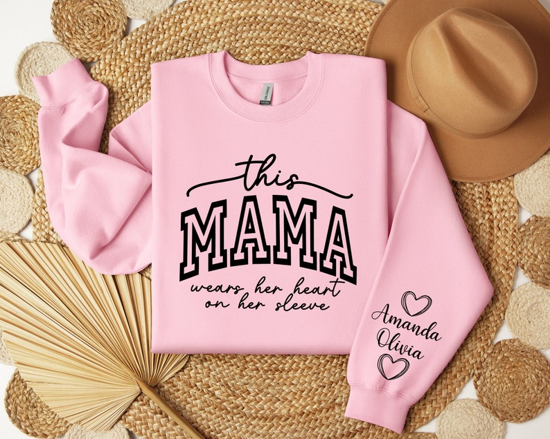 This Mama Wears Her Heart on Her Sleeve Sweatshirt for Mothers Day ...