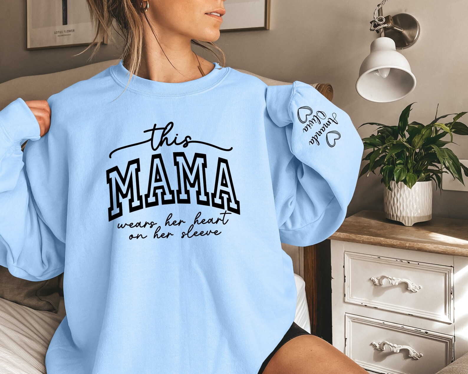 This Mama Wears Her Heart on Her Sleeve Sweatshirt for Mothers Day ...