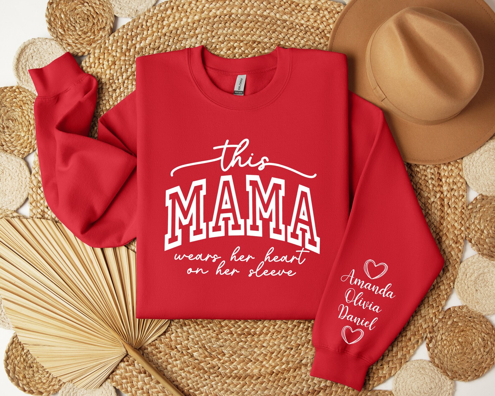 This Mama Wears Her Heart on Her Sleeve Sweatshirt for Mothers Day ...