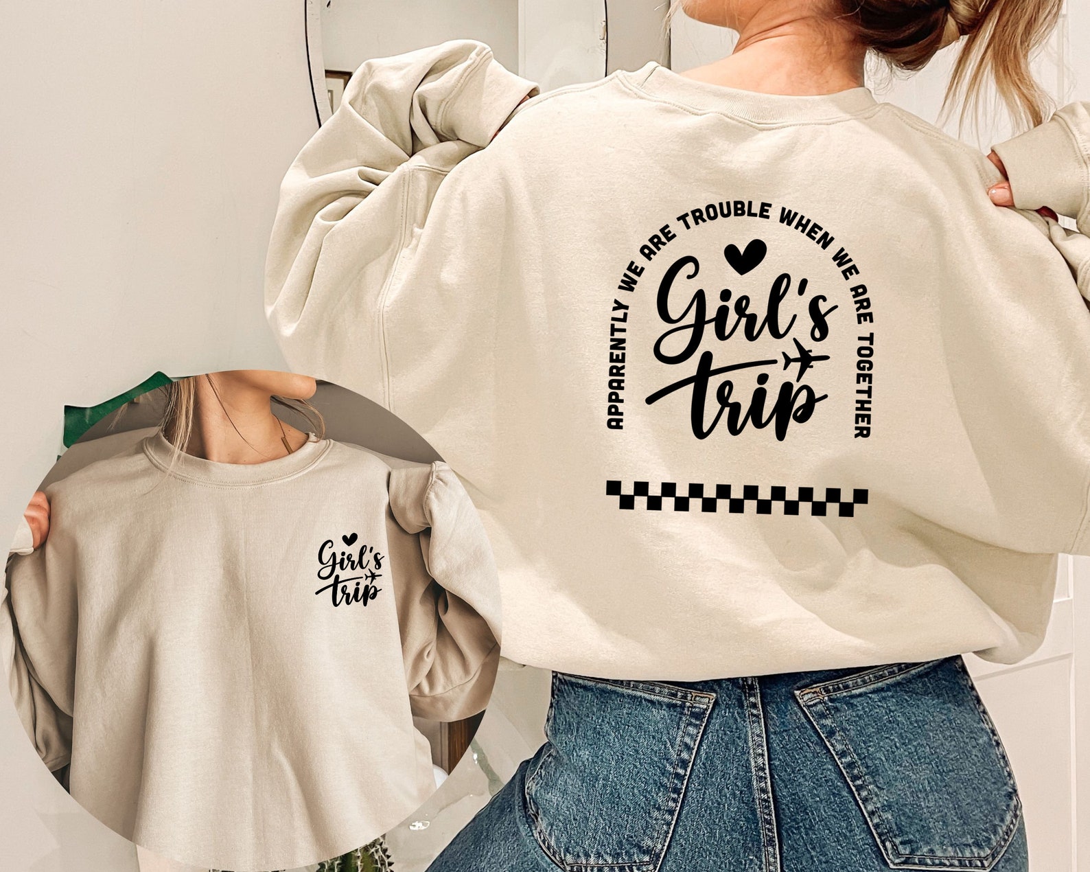 Customizable Girls Trip Hoodie, Personalized Destination Sweater ...