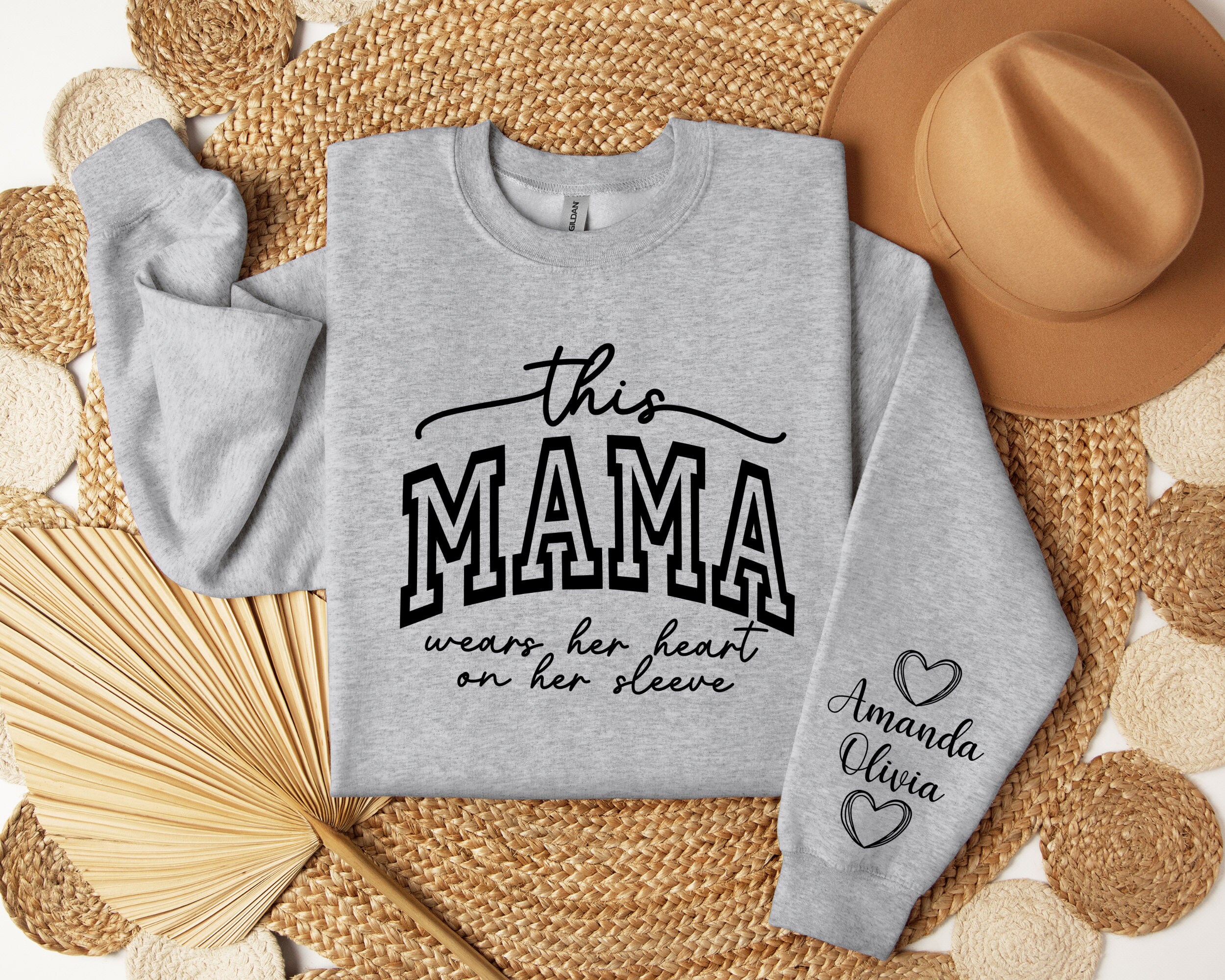 This Mama Wears Her Heart on Her Sleeve Sweatshirt for Mothers Day ...