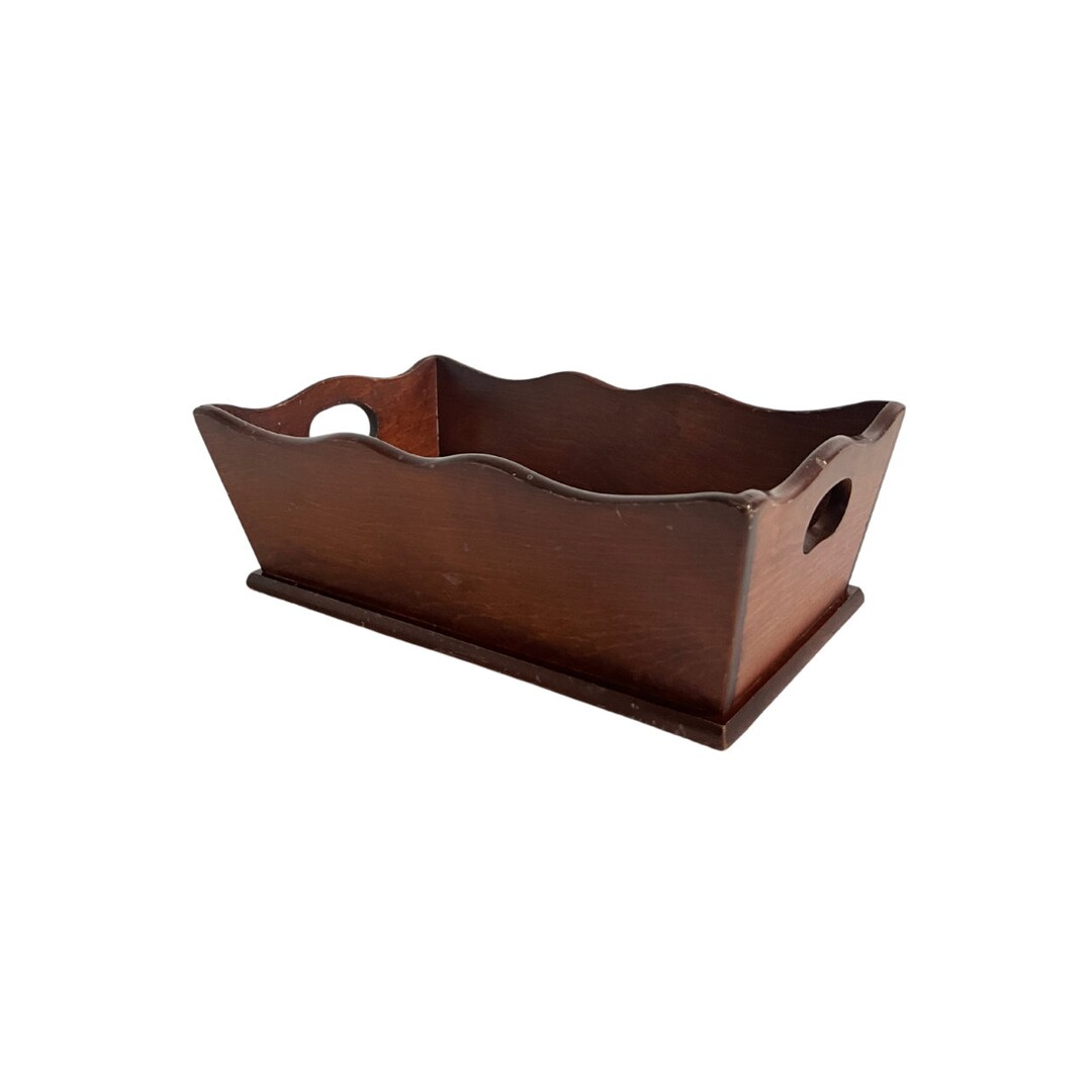 Vintage Wood Bread Tray Box Caddy With Scalloped Detail and - Etsy
