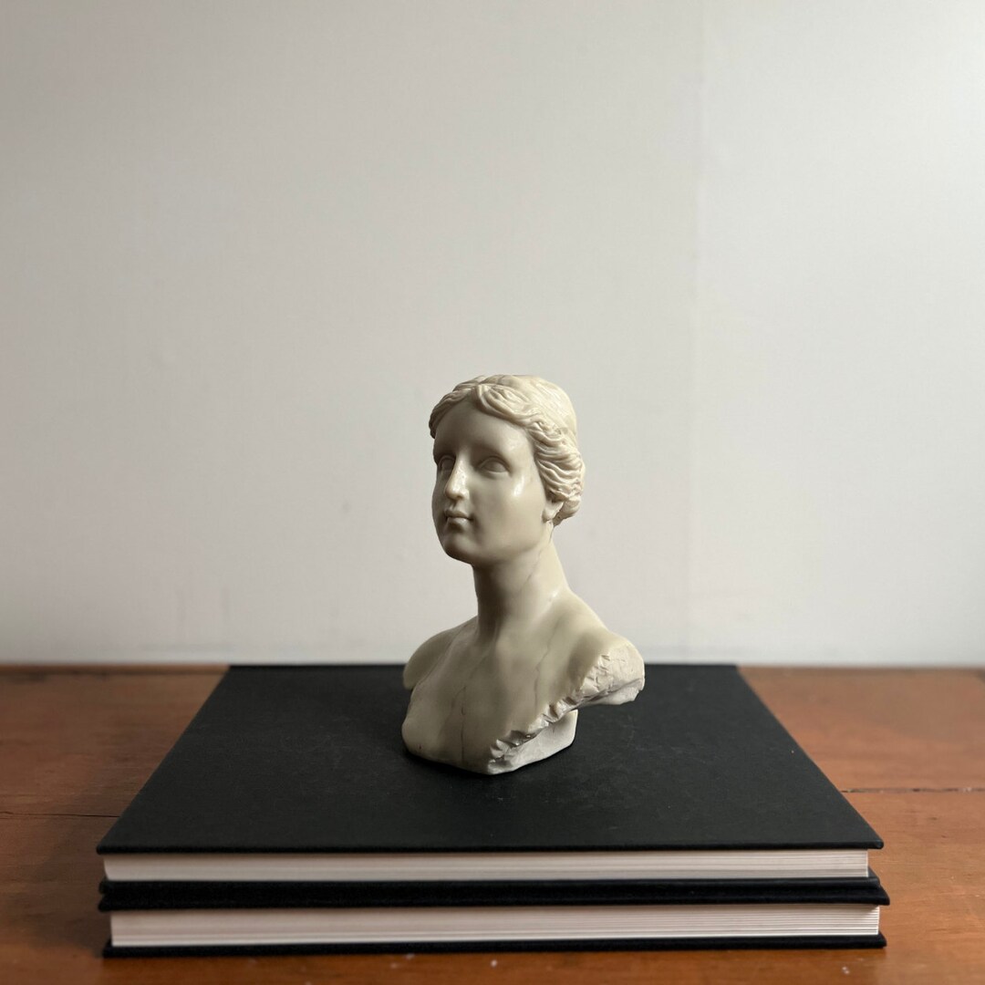 Vintage Female Bust Marble Like Hand Painted Sculpture Roman or Greek ...