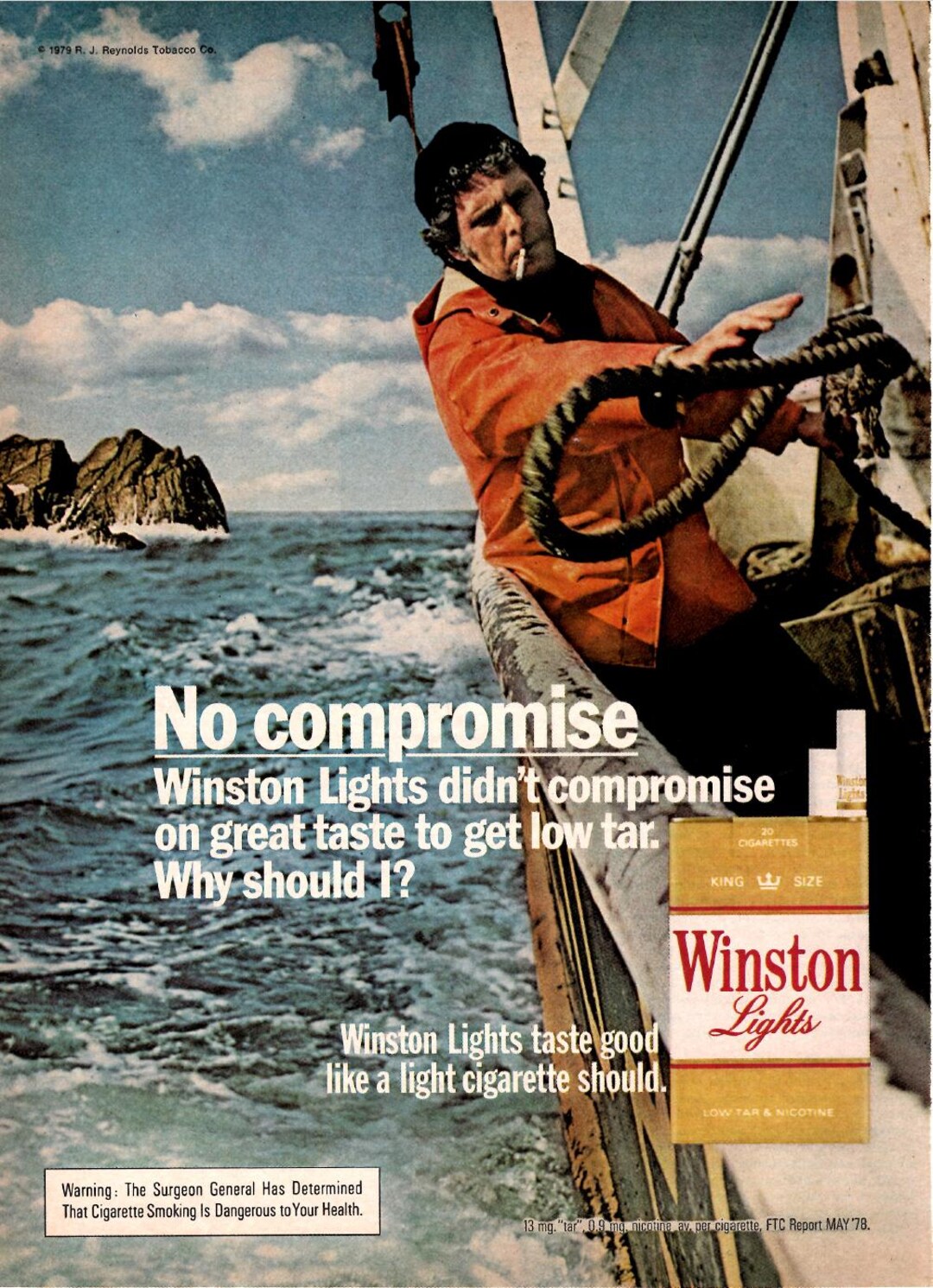 Vintage Winston Lights Cigarette Ad: no Compromise, Authentic 1970s ...