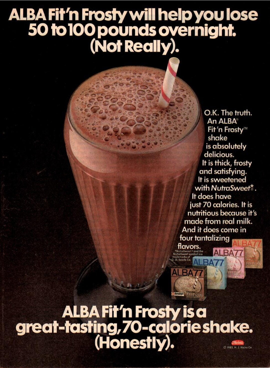 Vintage Alba Fit N Frosty Ad, 1980s Magazine Page Feat. Diet Shake Mix ...