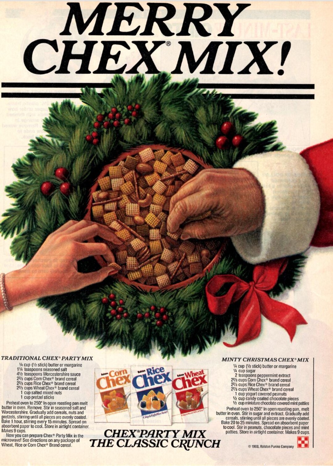 Vintage Holiday Chex Mix Print Ad, 1988 Food Product Magazine ...