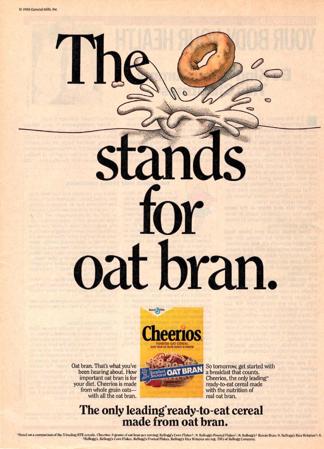 Vintage Cheerios Cereal Ad, 1988 Food Product Magazine Advertising ...