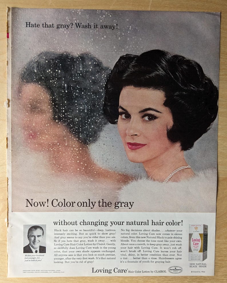 Vintage Clairol Hair Dye Print, 1960s Loving Care Hair Color Lotion ...