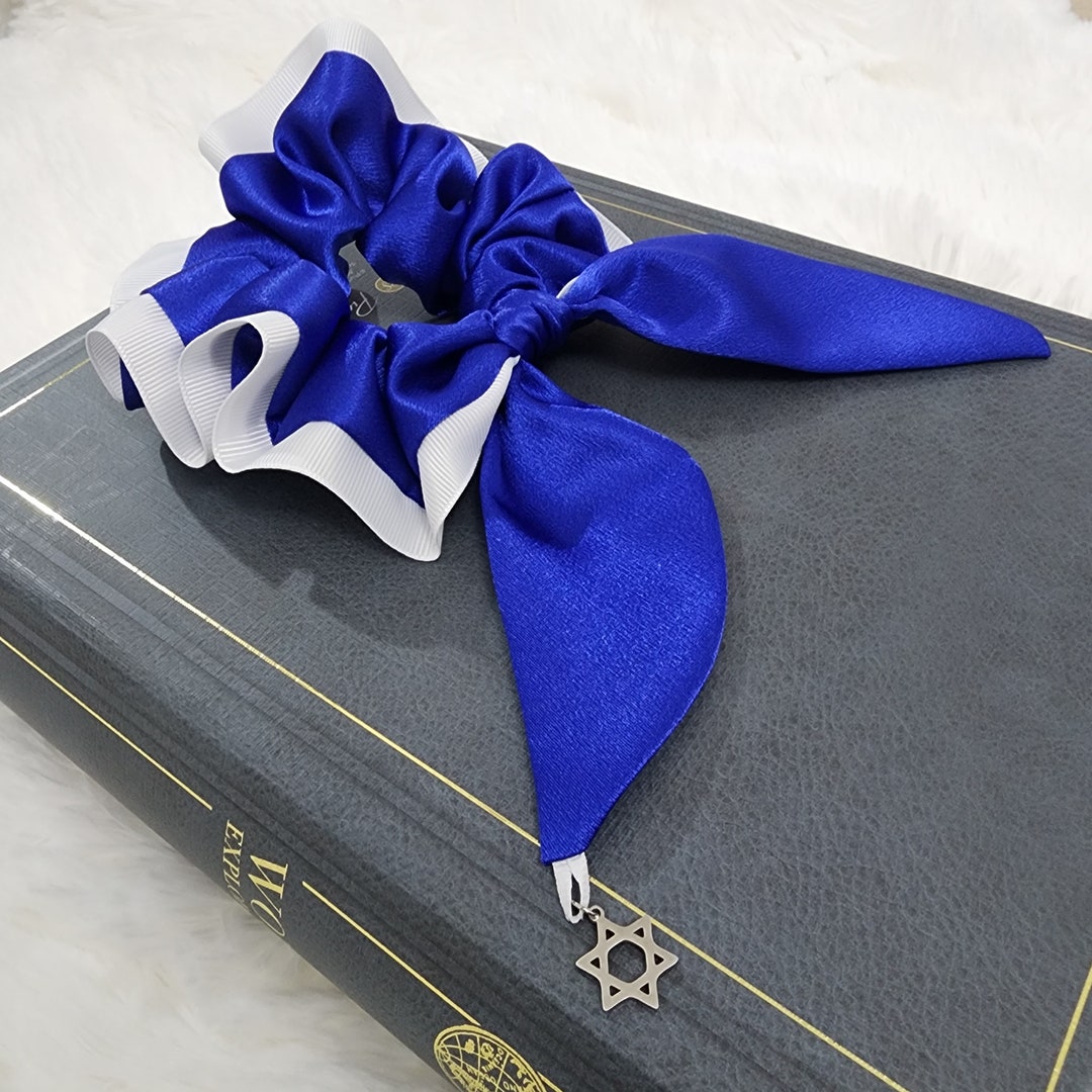 Scrunchie for Israel - Blue Ponytail Ruffle Scrunchie With Star of ...