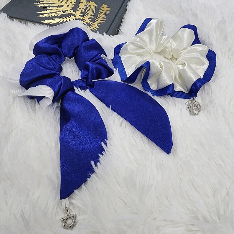 Scrunchies for Israel - Blue & White Ruffle Scrunchies With Charm [2 ...