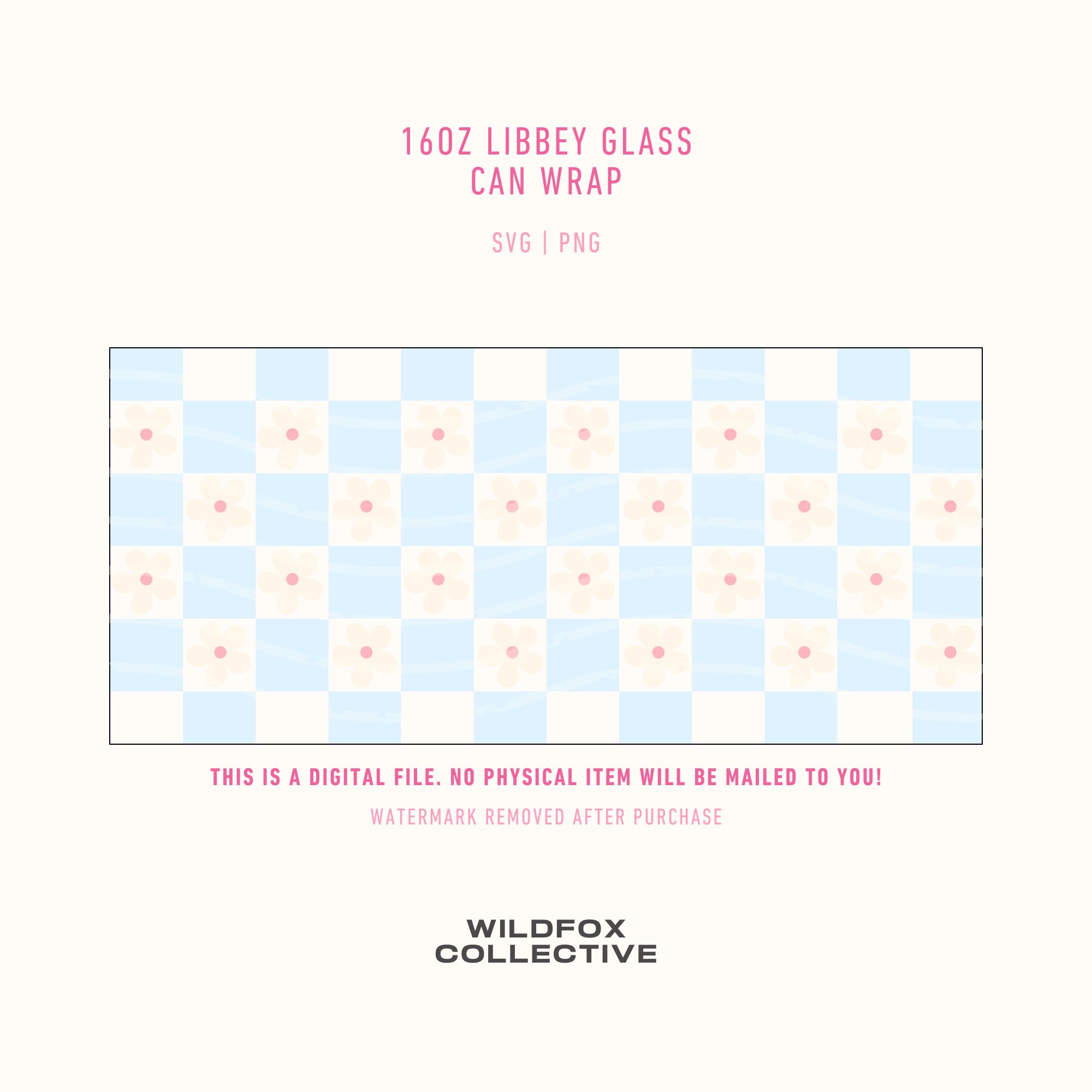Blue Checkered Flowers Glass Can SVG PNG, Daisies Libbey Glass Svg ...