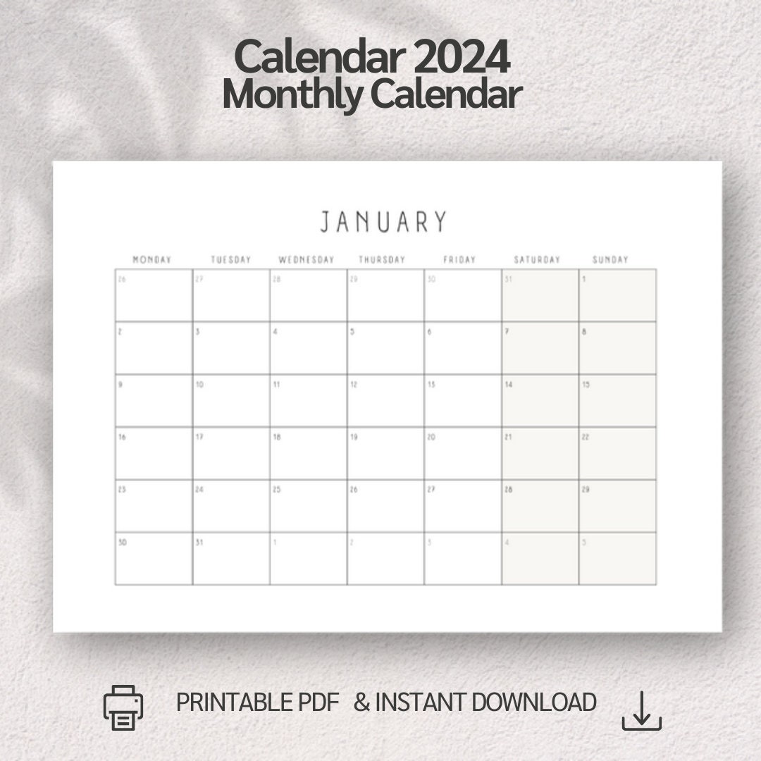 Calendar 2024 Printable Calendar Monthly Calendar Calendar Template PDF ...
