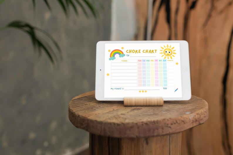 Colorful Kids Chore Chart; Digital Download, Print and Customize for ...